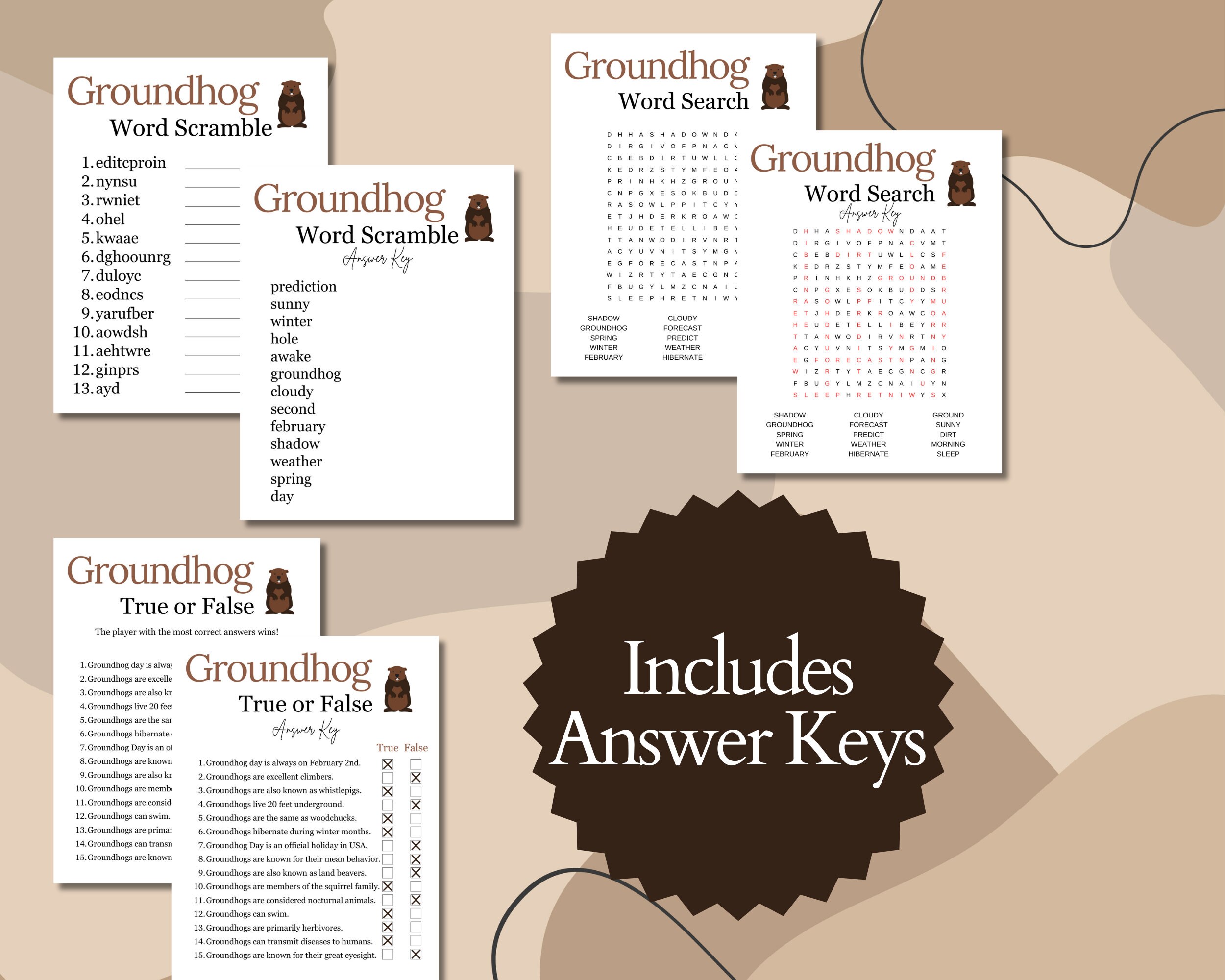 Groundhog Day Games, Printable Groundhog Day Activities for Kids and ...