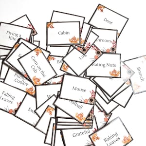 Fall Charades, Printable Autumn Pictionary Cards, Easy Fall Time Party ...