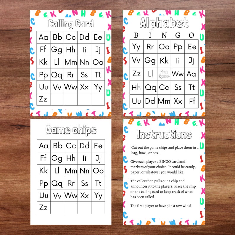 Alphabet Bingo Cards, Printable Letters Learning Game for Kids ...