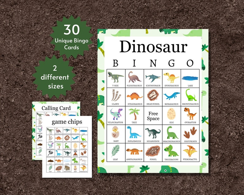 Dinosaur Bingo Cards, Printable Dinosaur-themed Party Game for Kids ...