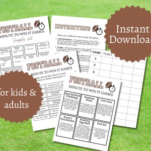Football Minute to Win It Games, Printable Football Party Game ...