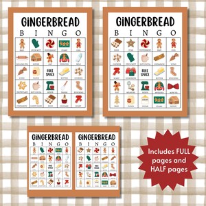 Gingerbread Bingo Cards, Printable Christmas Party Game, Holiday ...