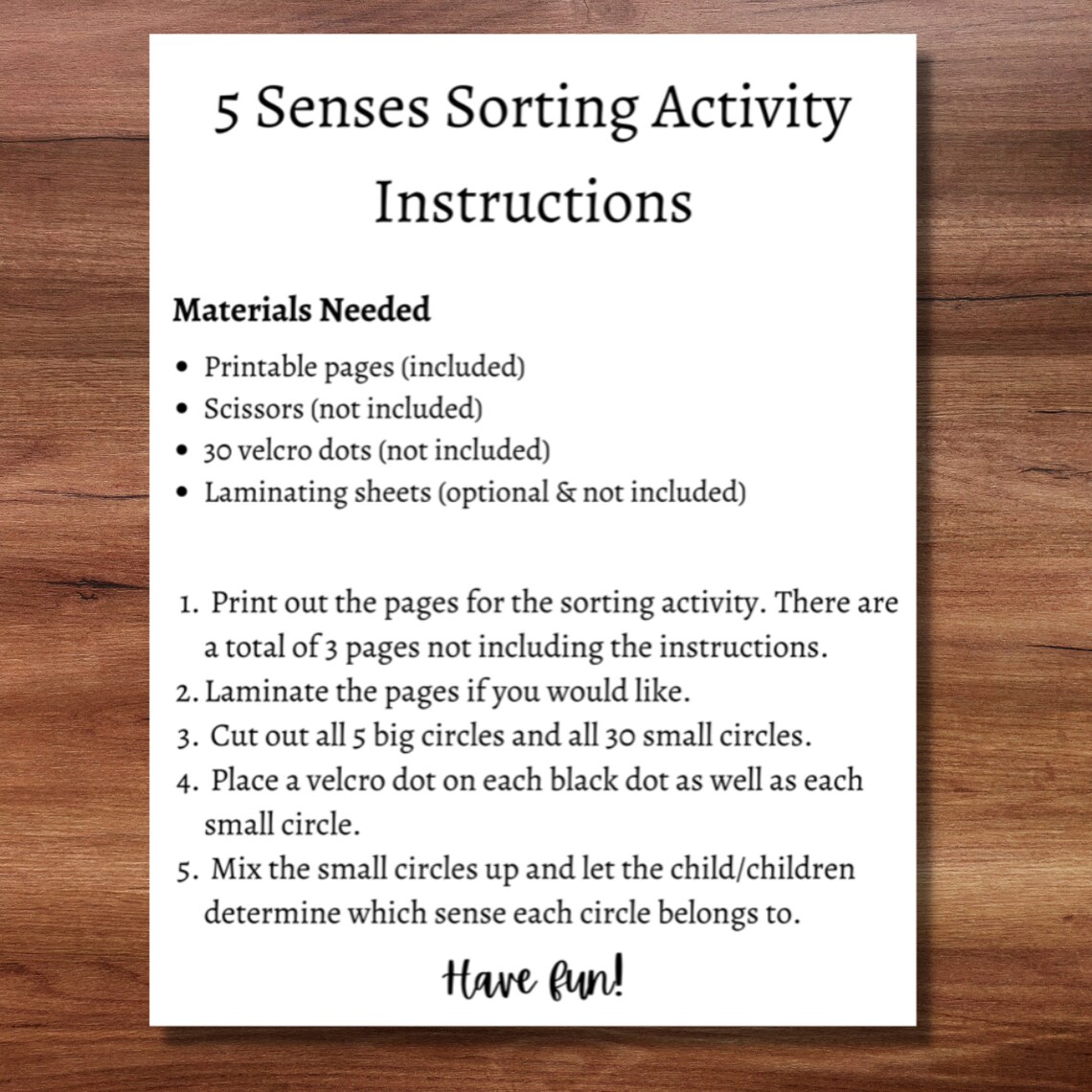 Five Senses Sorting Activity, 5 Senses Activity, Printable Five Senses ...