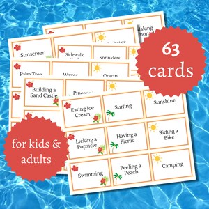 Summer Charades Cards, Printable Pool Party Game for Kids, Teens, and ...