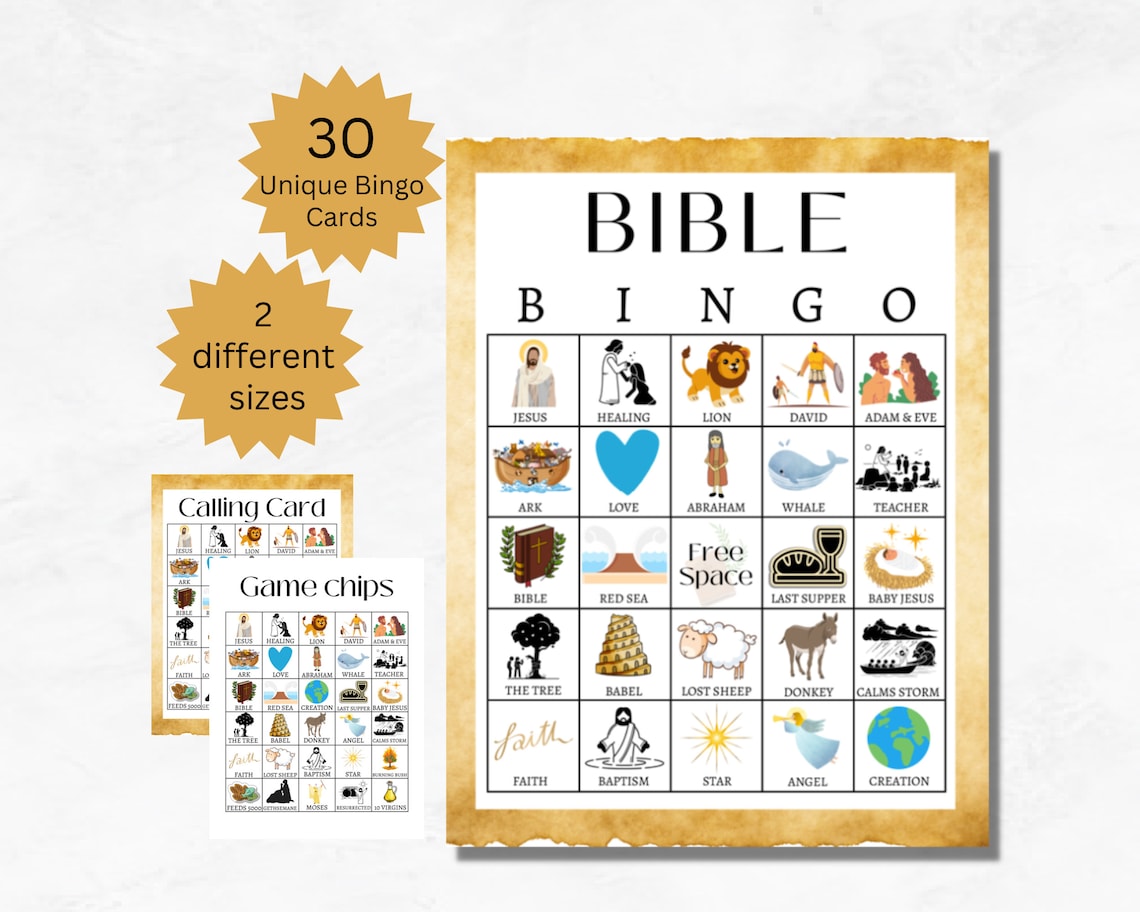 Bible Bingo Cards, Printable Bible Stories Activity for Kids, Christian ...