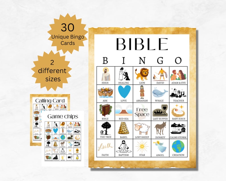 Bible Bingo Cards, Printable Bible Stories Activity for Kids, Christian ...