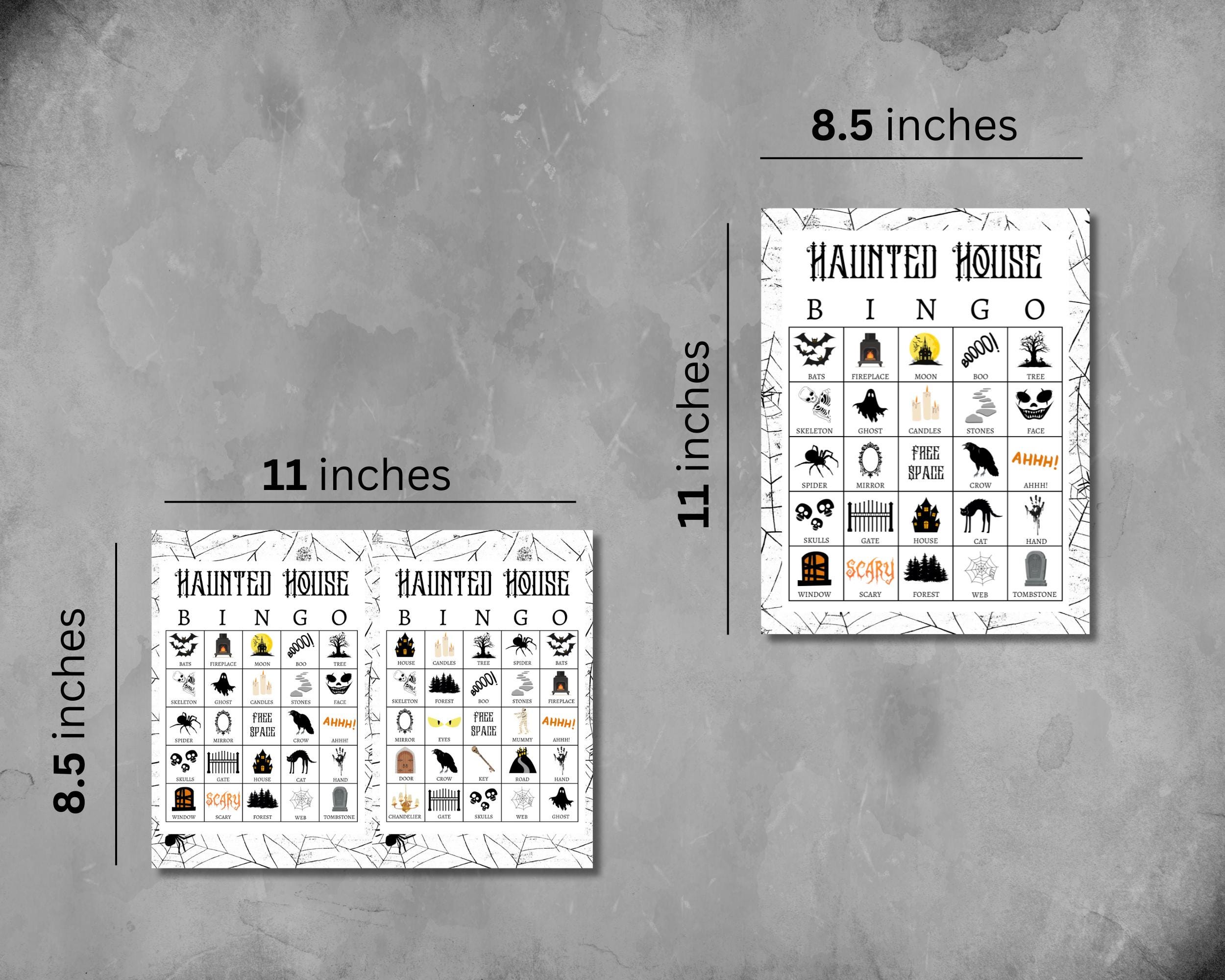 Haunted House Bingo Cards, Printable Halloween Party Game for Kids ...