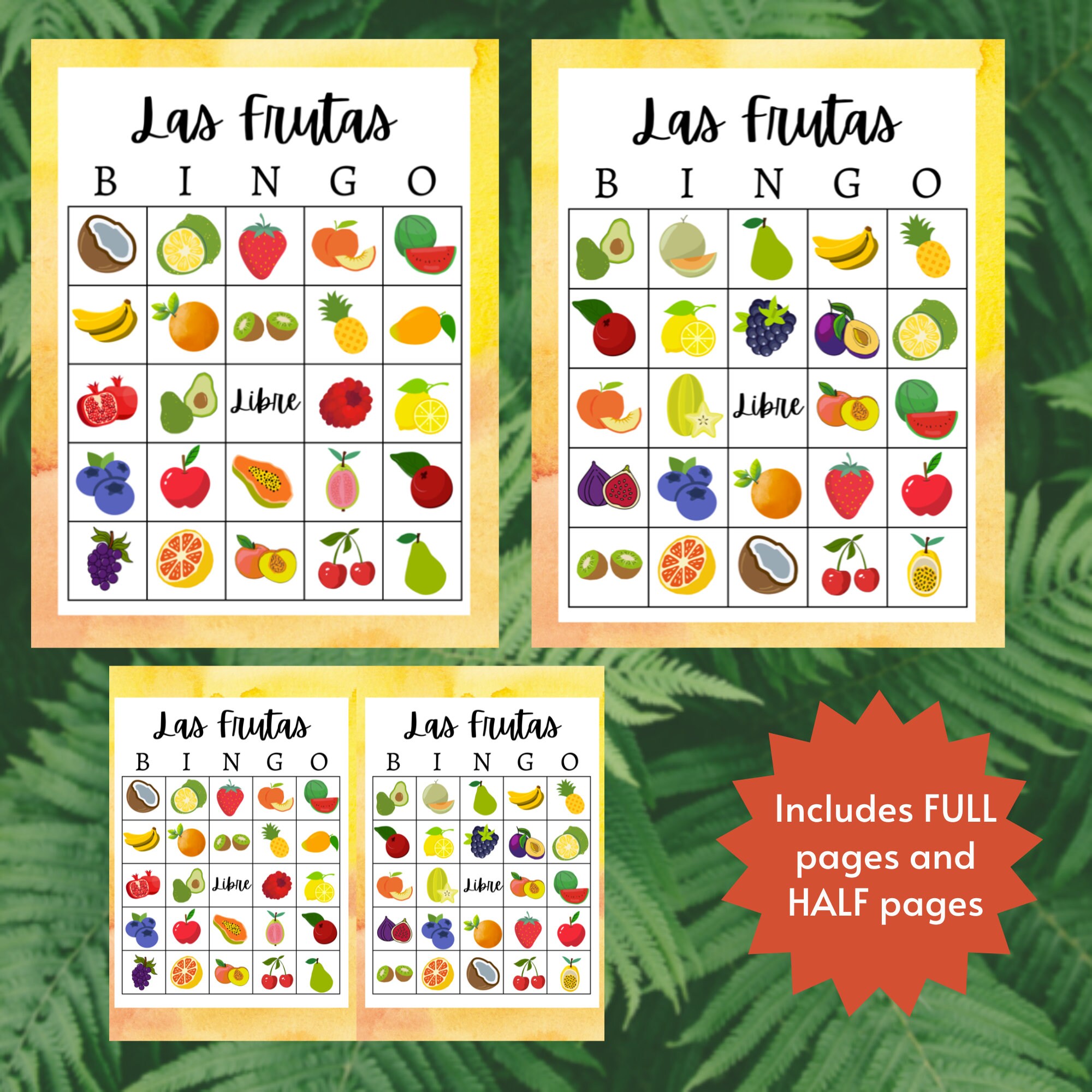 Spanish Fruit Bingo, Spanish Learning Activity for Kids, Spanish Games ...