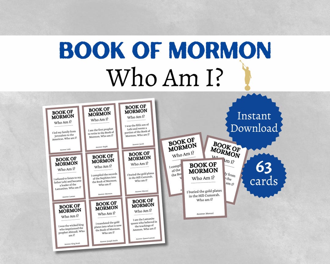Book of Mormon Who Am I Trivia Cards, Printable Latter-day Saints Party ...