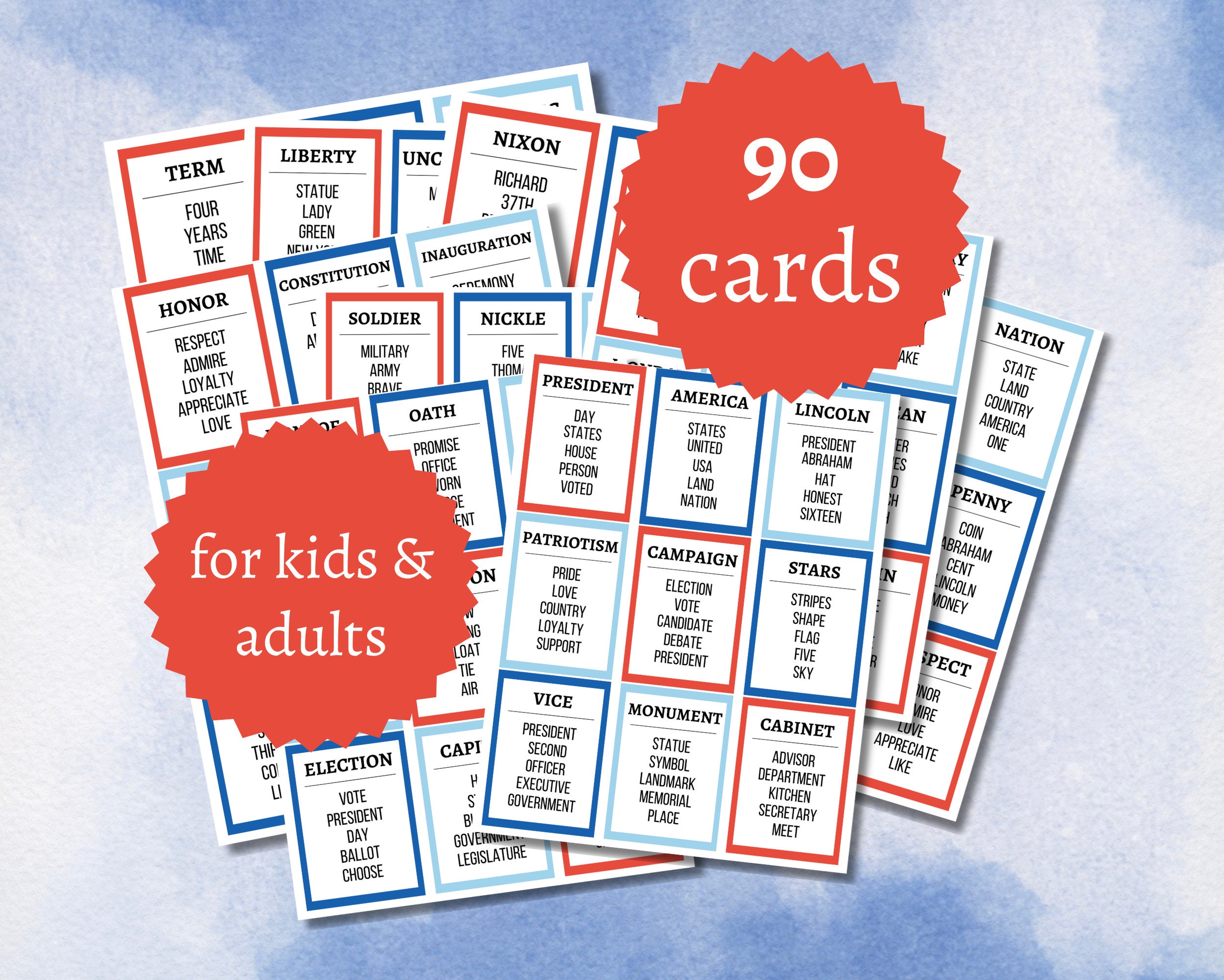 President's Day Taboo Game, Printable President Trivia Activity, USA ...