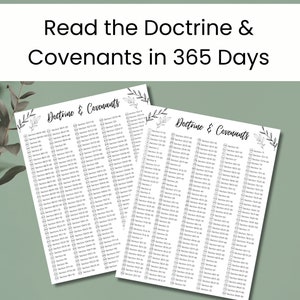 365 Day Doctrine and Covenants Reading Chart, 2025 Come Follow Me ...