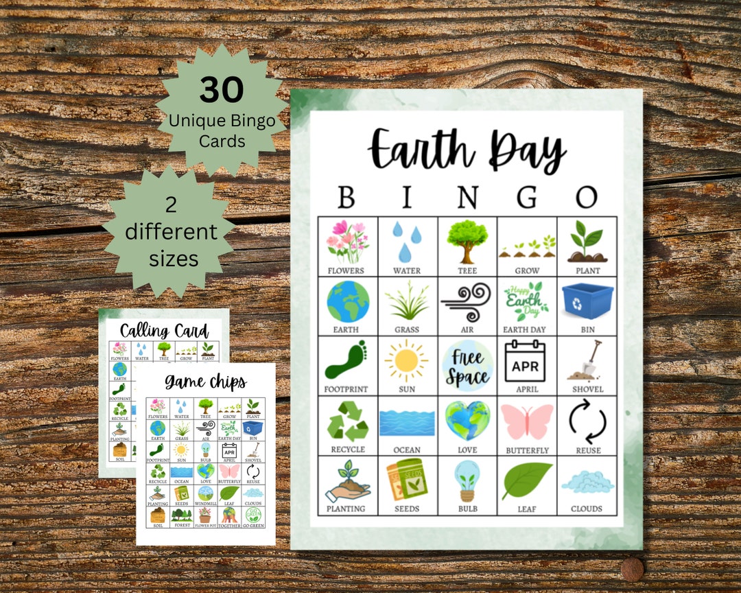 Earth Day Bingo Cards, Printable Earth Day Party Game for Groups, Fun ...