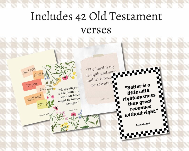 Old Testament Bible Verse Cards, Printable Bible Quote Cards, Cute ...