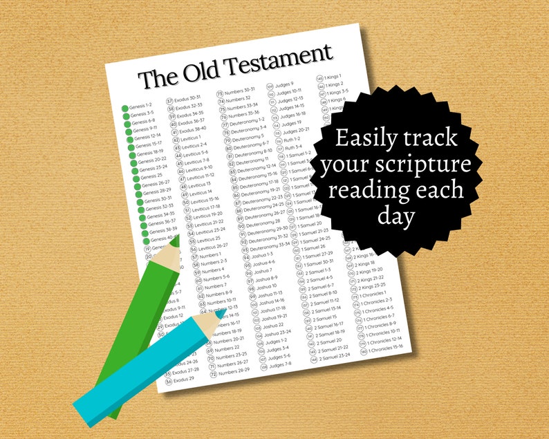 365 Days Old Testament Reading Chart, One Year Bible Reading Tracker ...