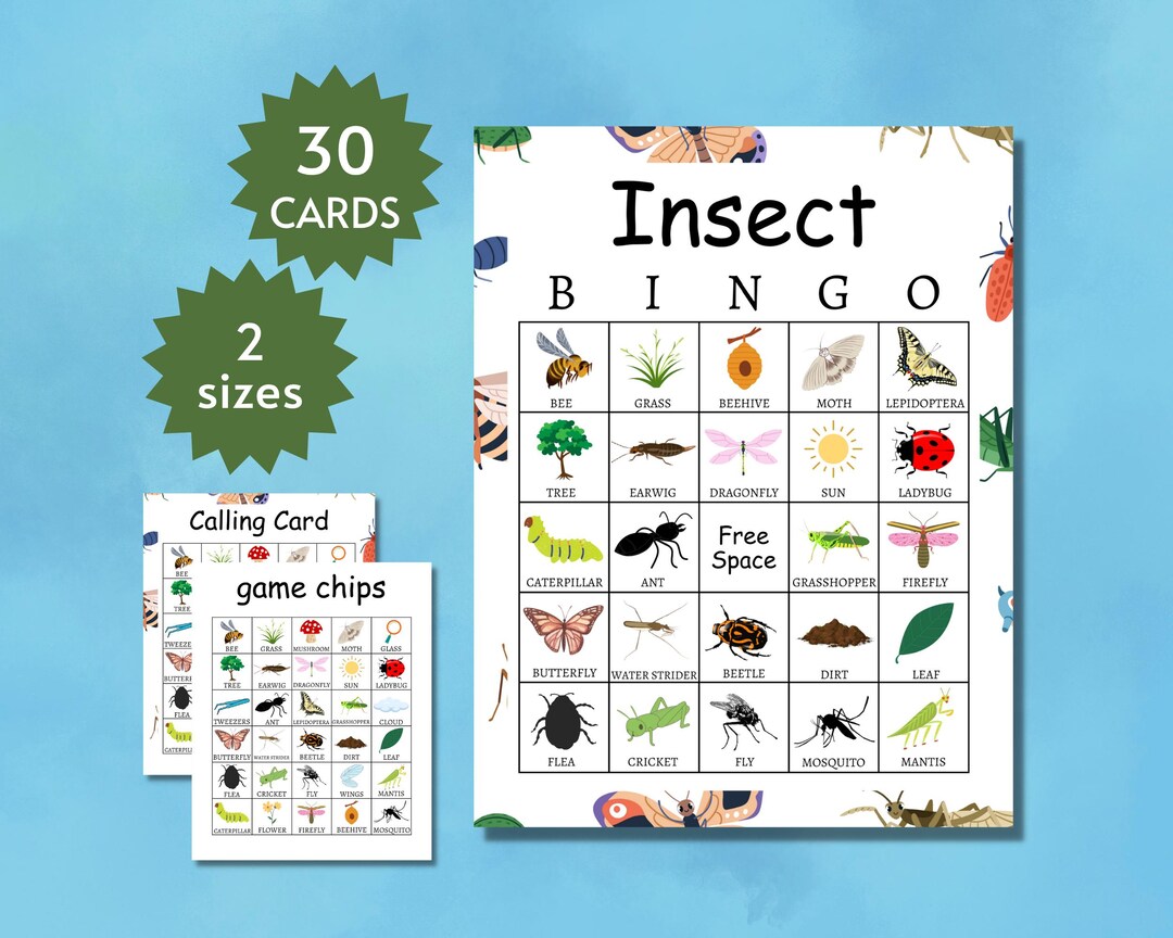 Insect Bingo Cards, Bug-themed Party Game, Printable Insects Learning ...