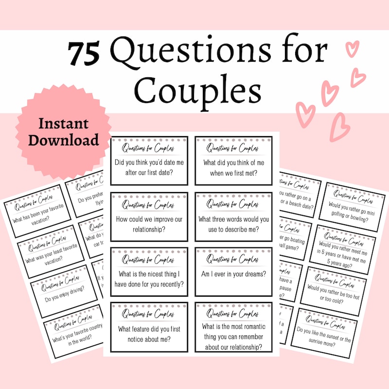 Couples Question Game Card - Etsy