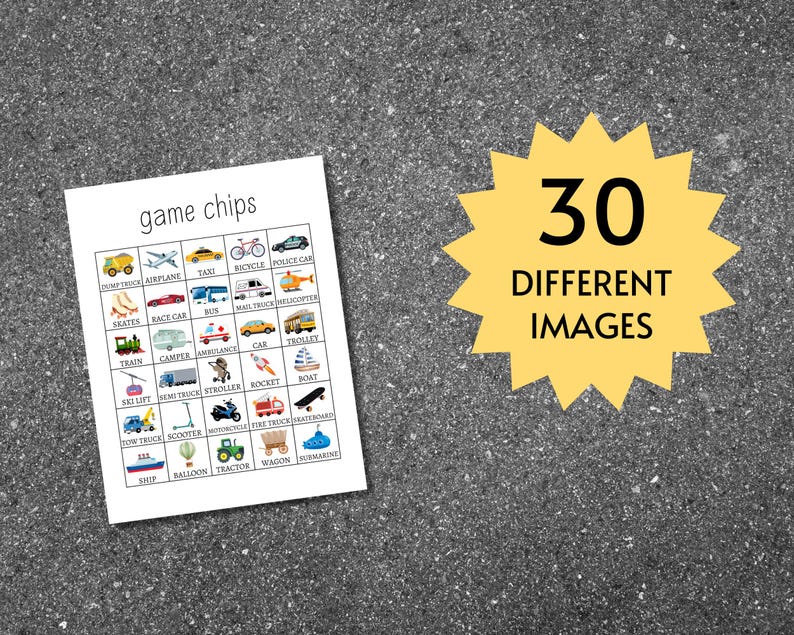 Transportation Bingo Cards, Printable Learning Activity for Kids ...