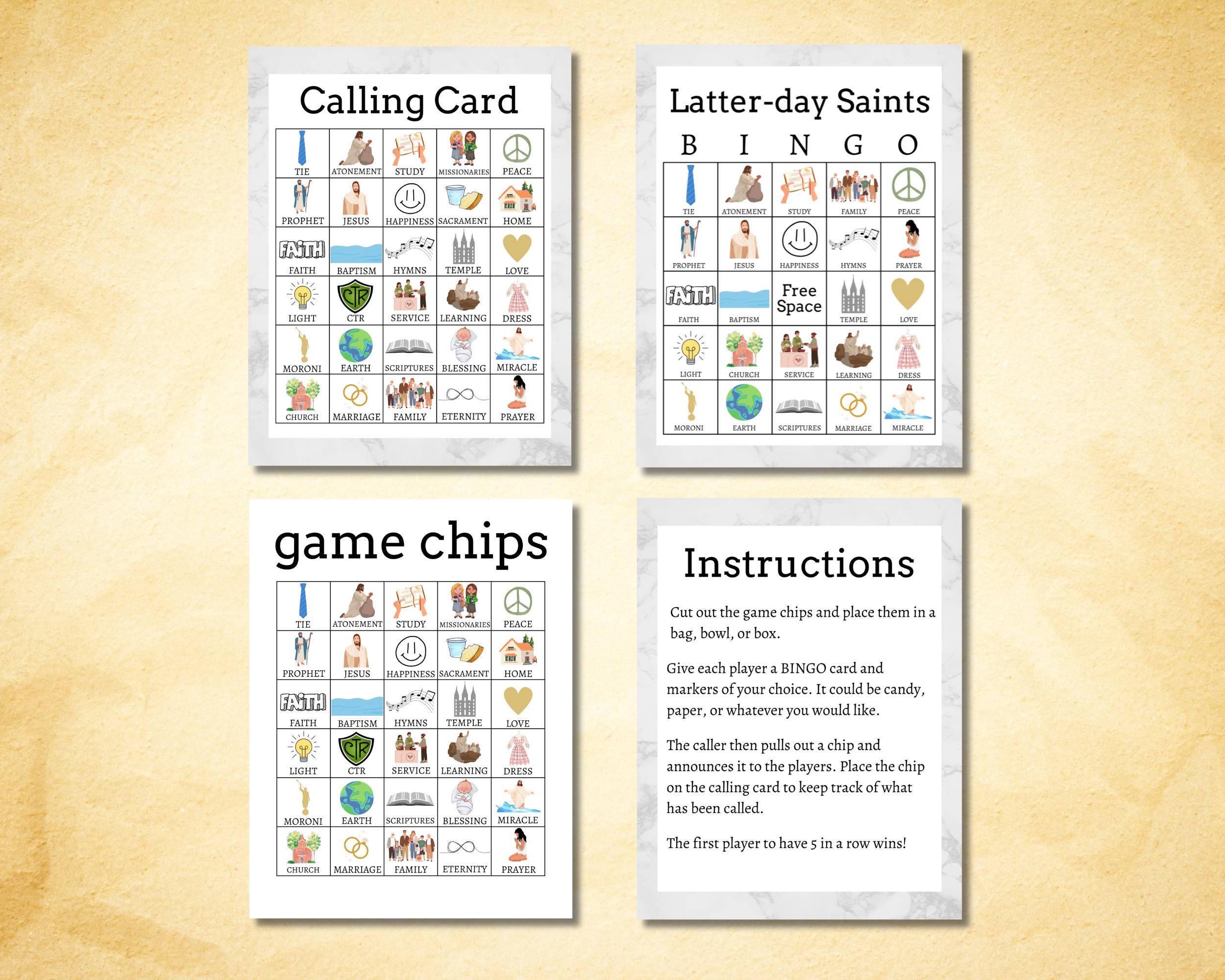Latter-day Saints Bingo, Printable LDS Party Game for Kids, Teens, and ...