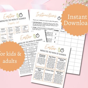 Easter Minute to Win It Bundle, Printable Easter Party Game for Kids ...