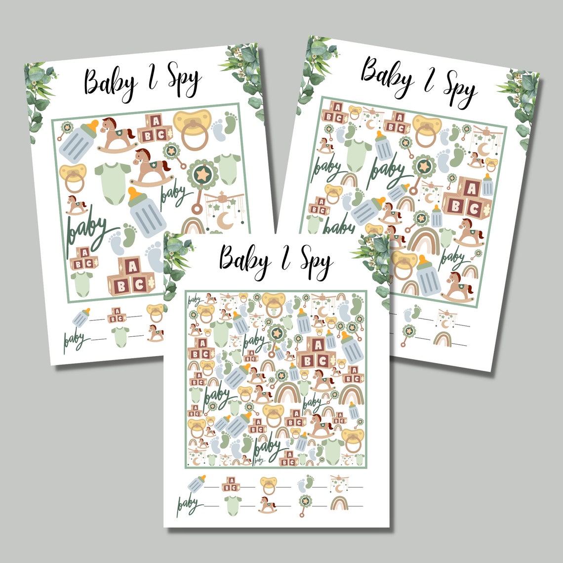 Baby I Spy Game, Baby Shower Games Printable, Baby Shower Games Boho ...