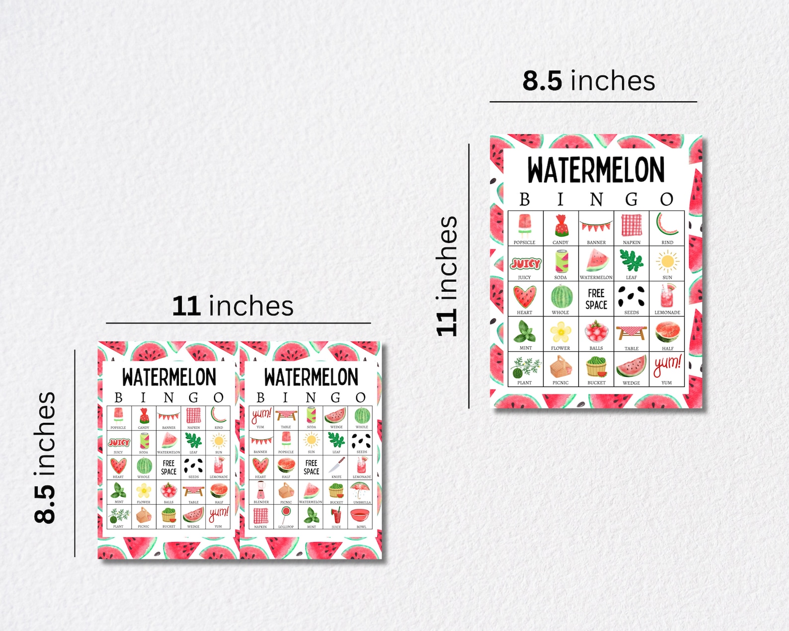 Watermelon Bingo Cards, Printable Summer Party Game for Kids and Adults ...