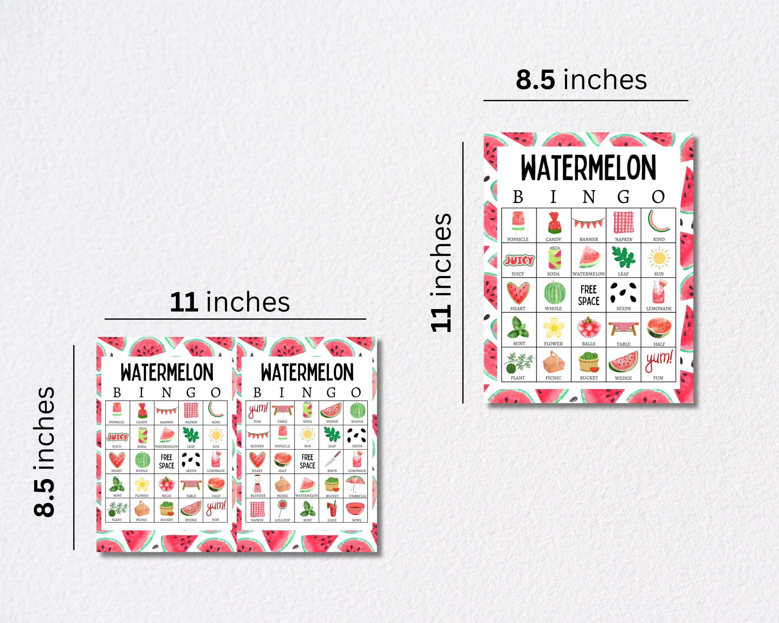 Watermelon Bingo Cards, Printable Summer Party Game for Kids and Adults ...