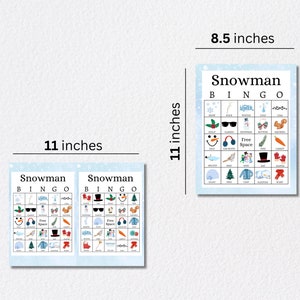 Snowman Bingo Cards, Printable Winter Party Game, Group Christmas ...