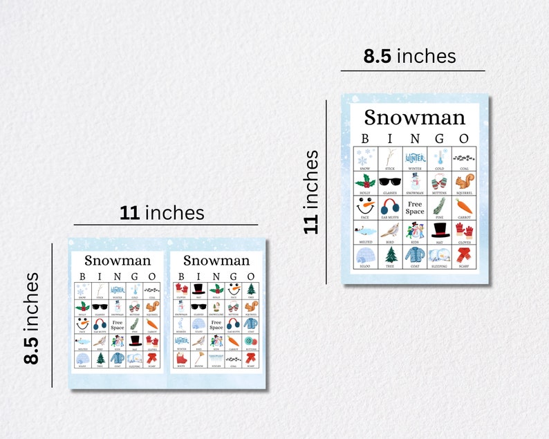 Snowman Bingo Cards, Printable Winter Party Game, Group Christmas ...