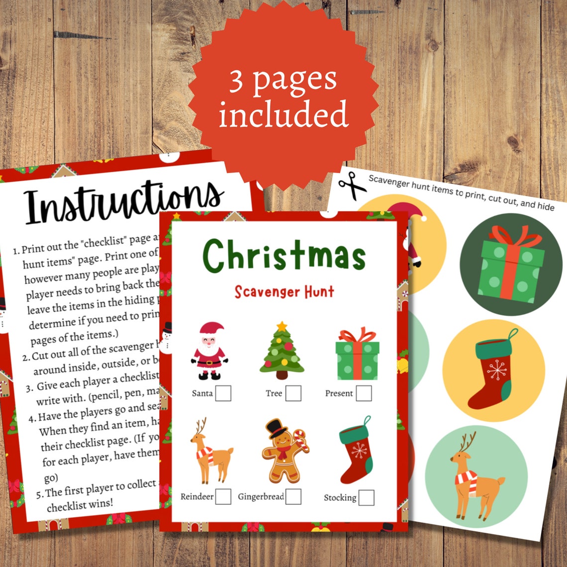 Christmas Scavenger Hunt for Kids, Printable Holiday Party Game for ...