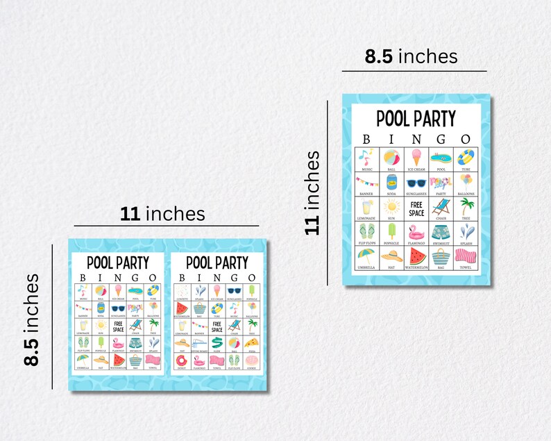 Pool Party Bingo Cards, Summertime Game for Kids, Teens, and Adults ...