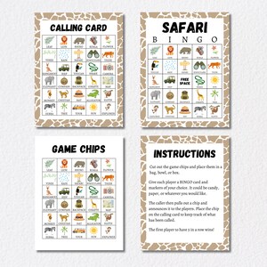 Safari Bingo Cards, Printable Animals Party Game for Kids, Zoo Activity ...