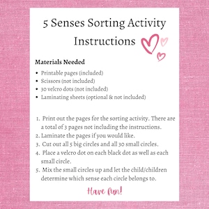 Valentine's Day 5 Senses Sorting Activity for Kids, Printable Learning ...