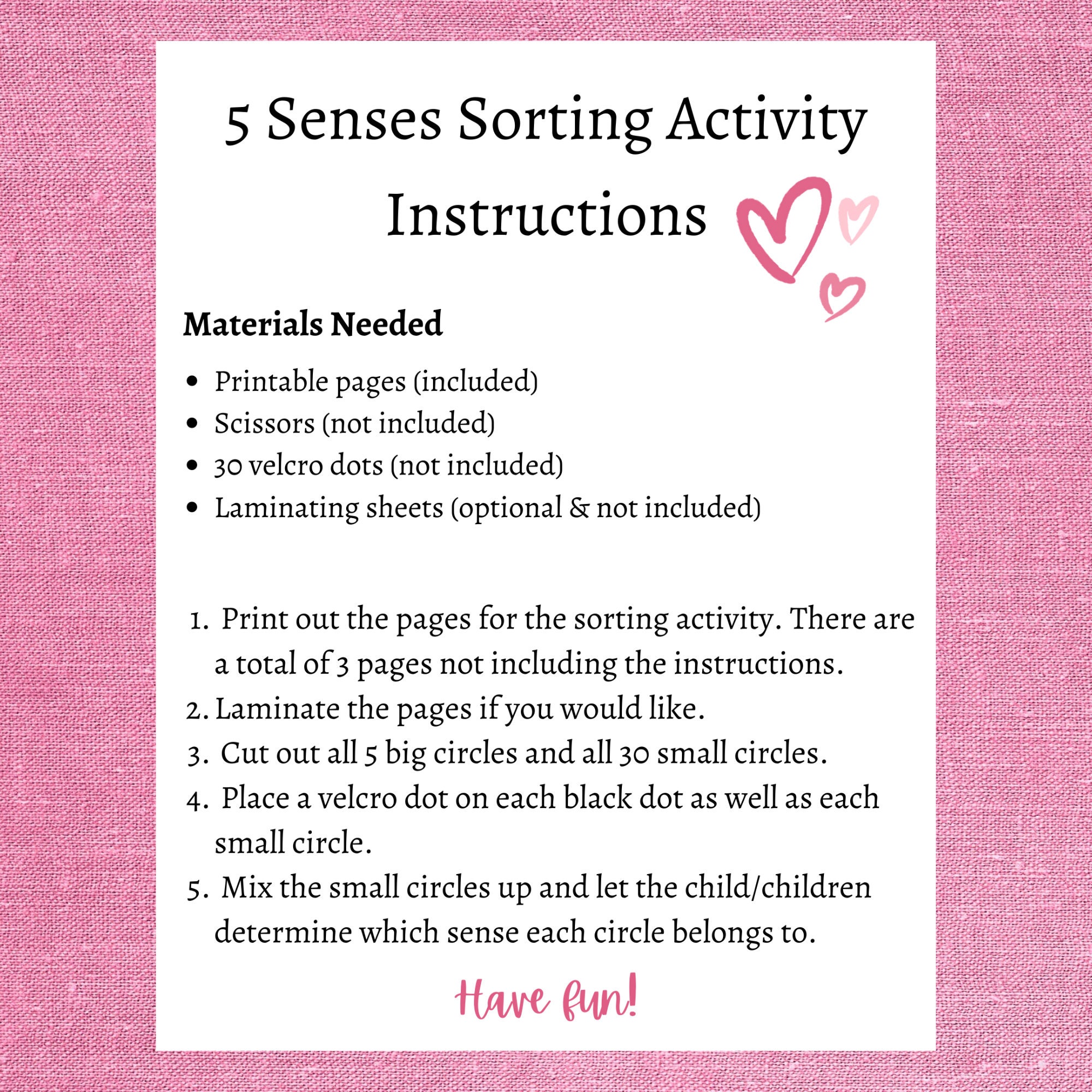 Valentine's Day 5 Senses Sorting Activity for Kids, 5 Senses Learning ...
