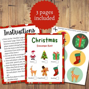 Christmas Scavenger Hunt for Kids, Printable Holiday Party Game for ...