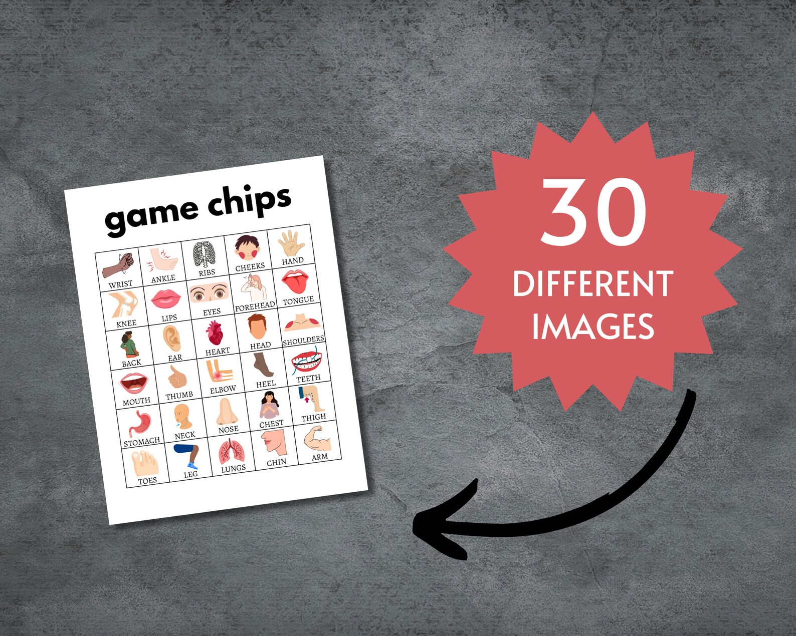 Body Parts Bingo Cards, Printable Human Anatomy Learning Game for Kids ...