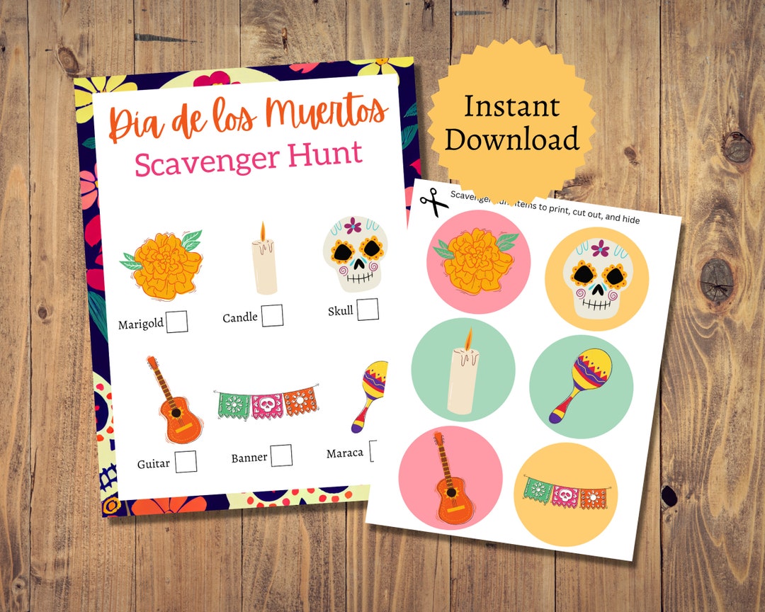 Dia De Los Muertos Scavenger Hunt for Kids, Printable Day of the Dead ...