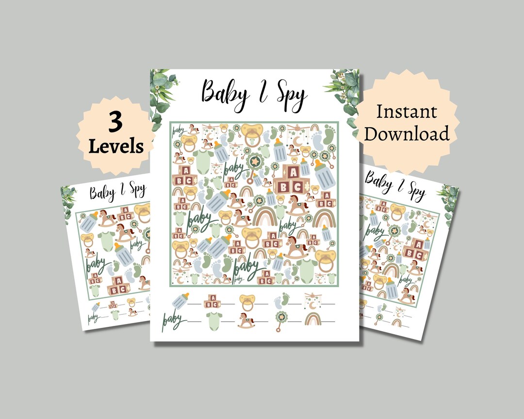Baby I Spy Game, Baby Shower Games Printable, Baby Shower Games Boho ...
