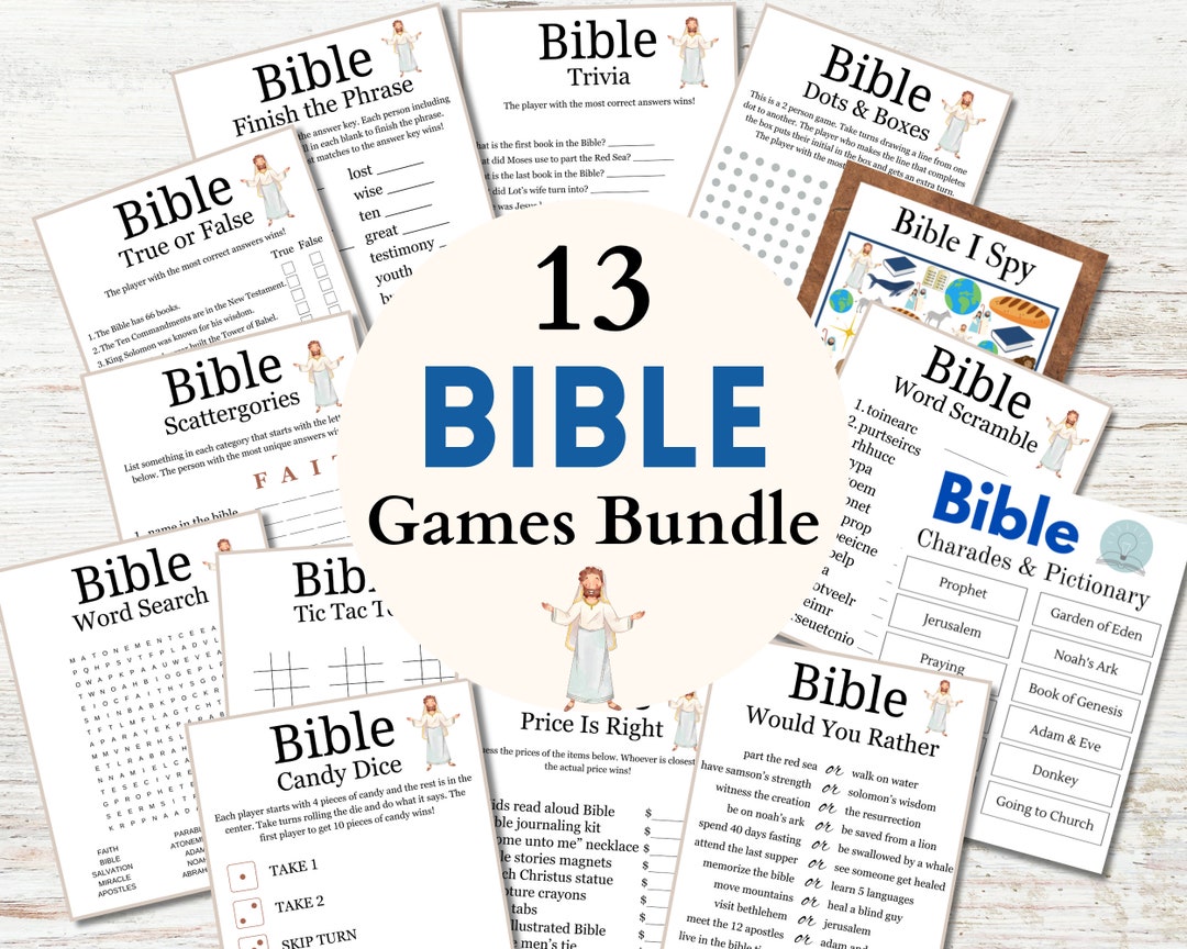 Bible Games Bundle, Printable Bible-themed Activity Party Games for ...