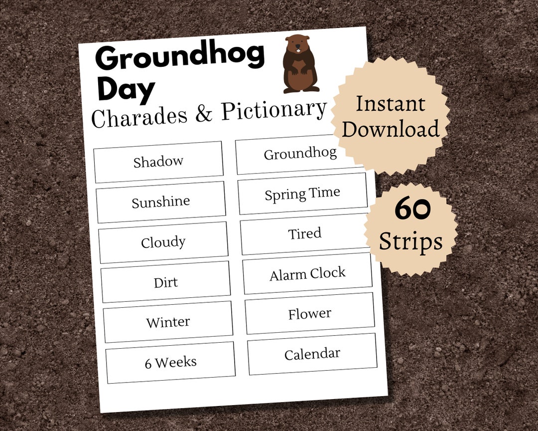Groundhog Day Games, Printable Groundhog Day Charades and Pictionary ...