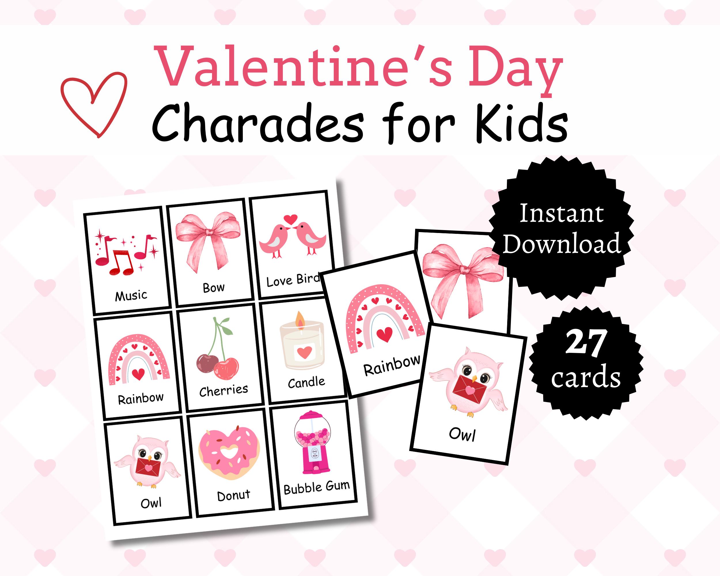 Valentine's Day Charades for Kids, Printable Valentines Game for ...