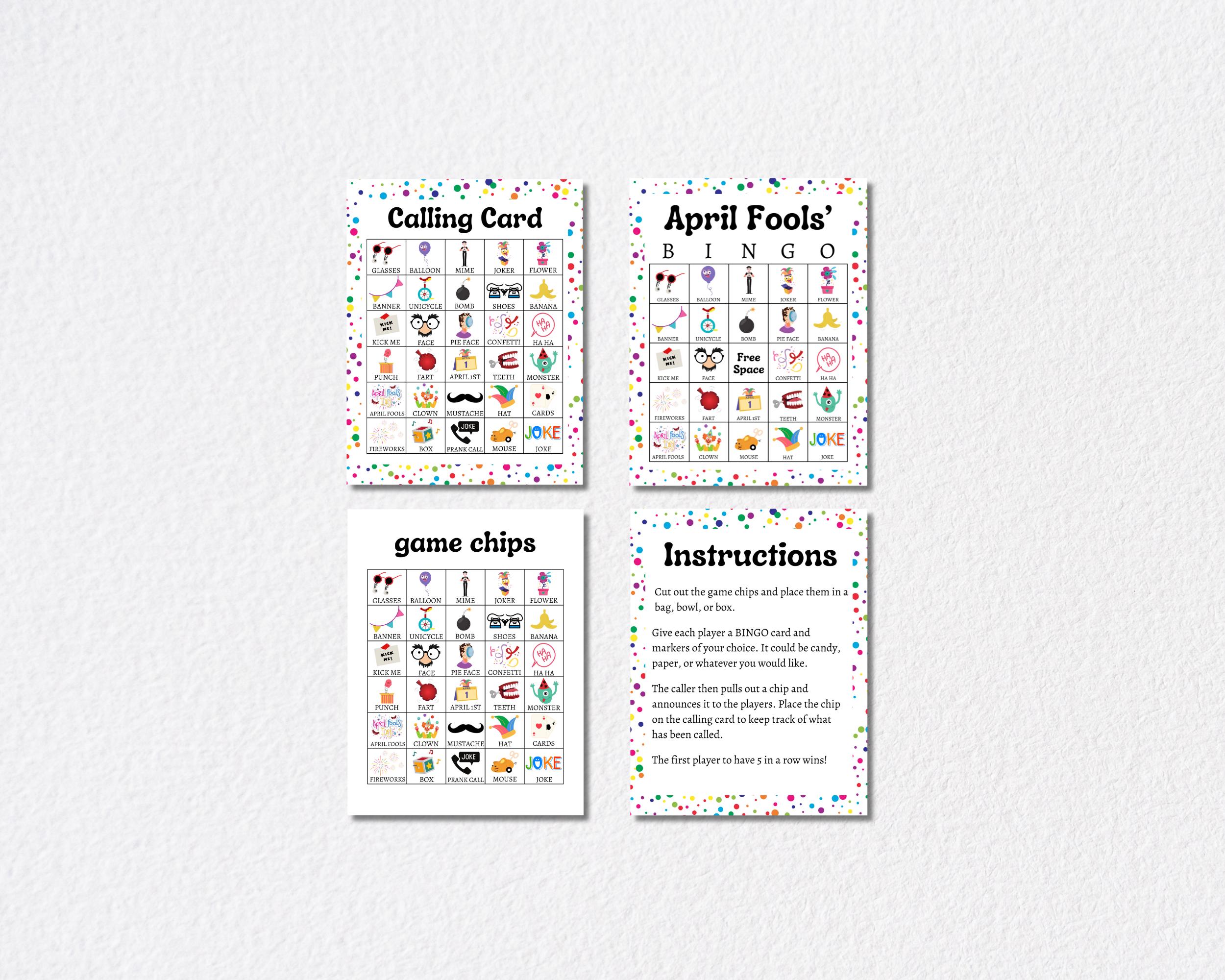 April Fools Day Bingo, Printable April 1st Party Game for Kids, Teens ...