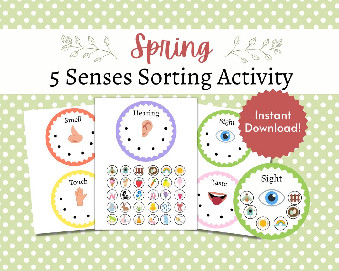 Spring Five Senses Sorting Activity for Kids, Printable Springtime ...