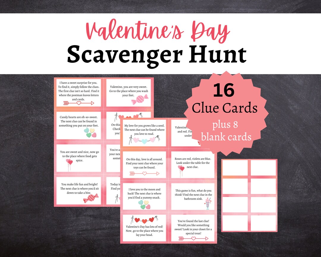 Valentine's Day Scavenger Hunt for Kids, Cupid Family Treasure Hunt ...