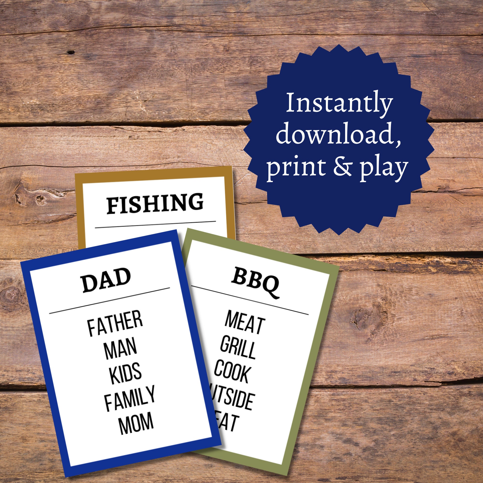 Father's Day Taboo Card Game, Printable Father's Day Party Game for ...
