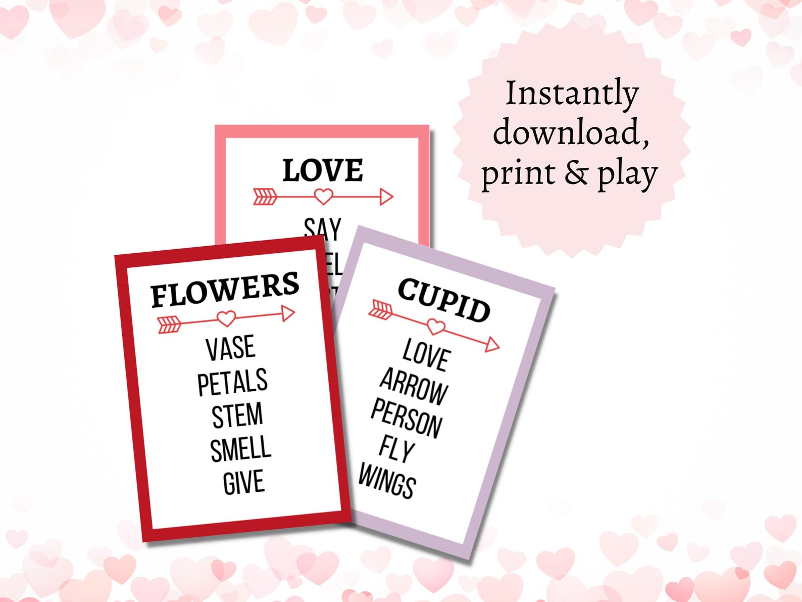 Valentine's Day Taboo Game, Printable Valentine's Party Game for Kids ...
