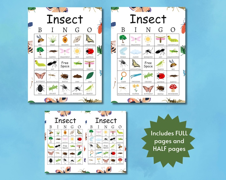Insect Bingo Cards, Bug-themed Party Game, Printable Insects Learning ...