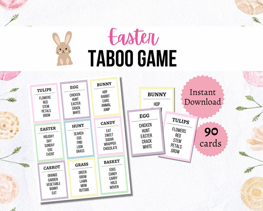 Easter Taboo Cards, Printable Easter Party Game for Kids, Teens, and ...