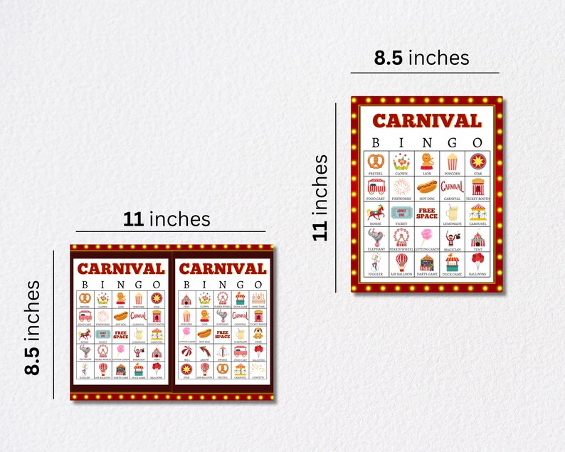 Carnival Bingo Cards, Printable Circus Party Game for Kids, Teens, and ...