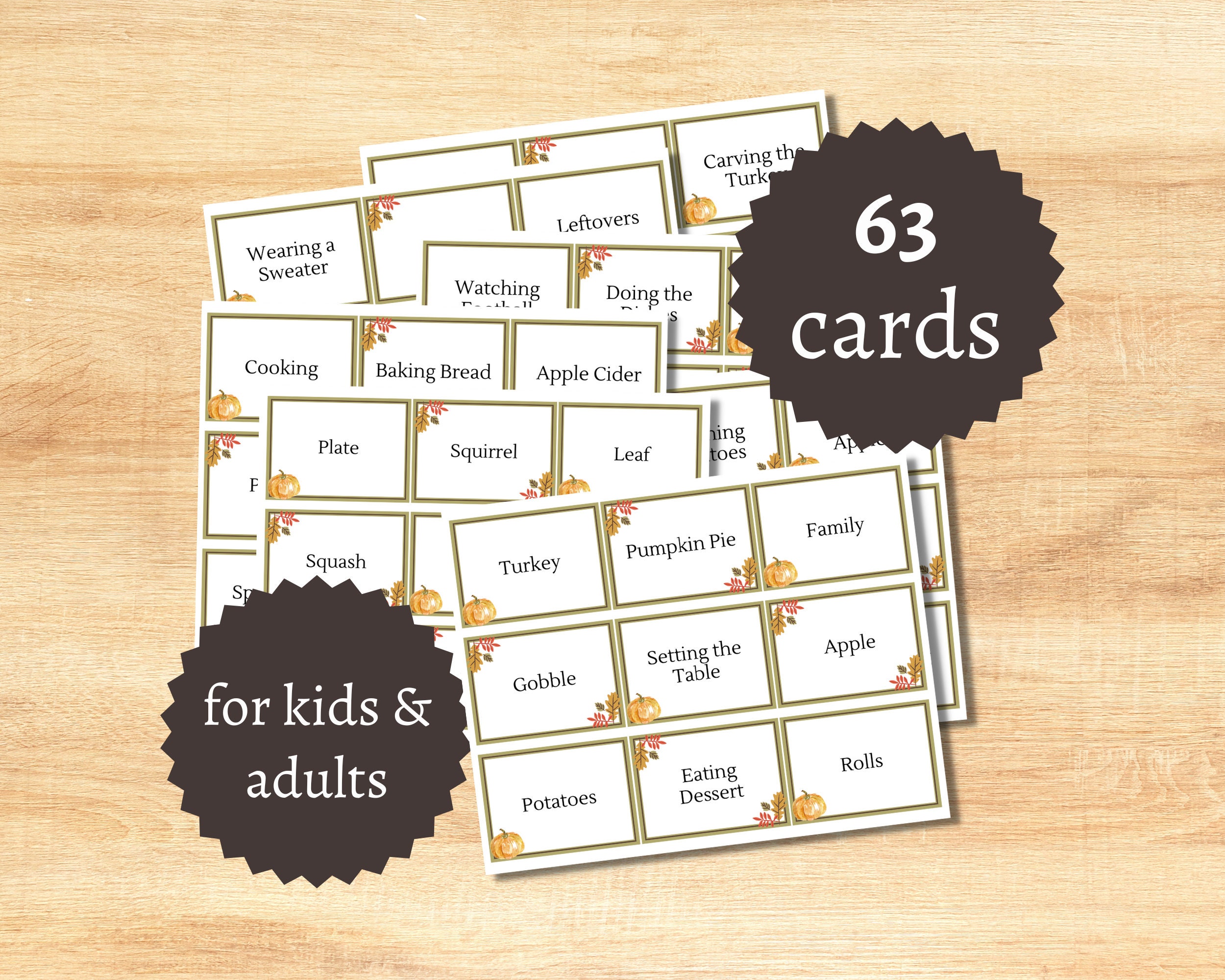Thanksgiving Charades, Printable Thanksgiving Games, Turkey Day ...