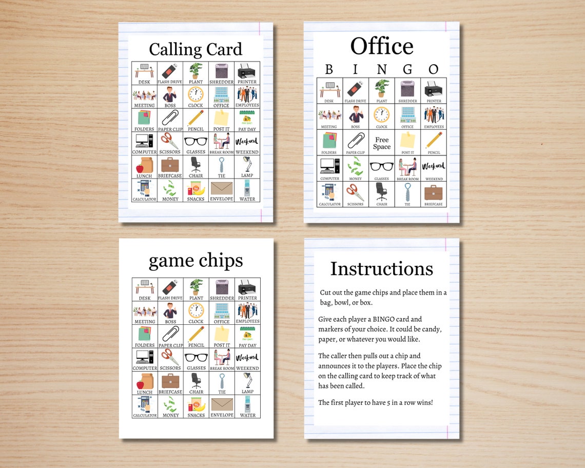 Office Bingo Cards, Printable Office Party Game for All Ages - Etsy